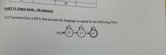 Solved 1/(15 points) Give a DFA that accepts the language | Chegg.com