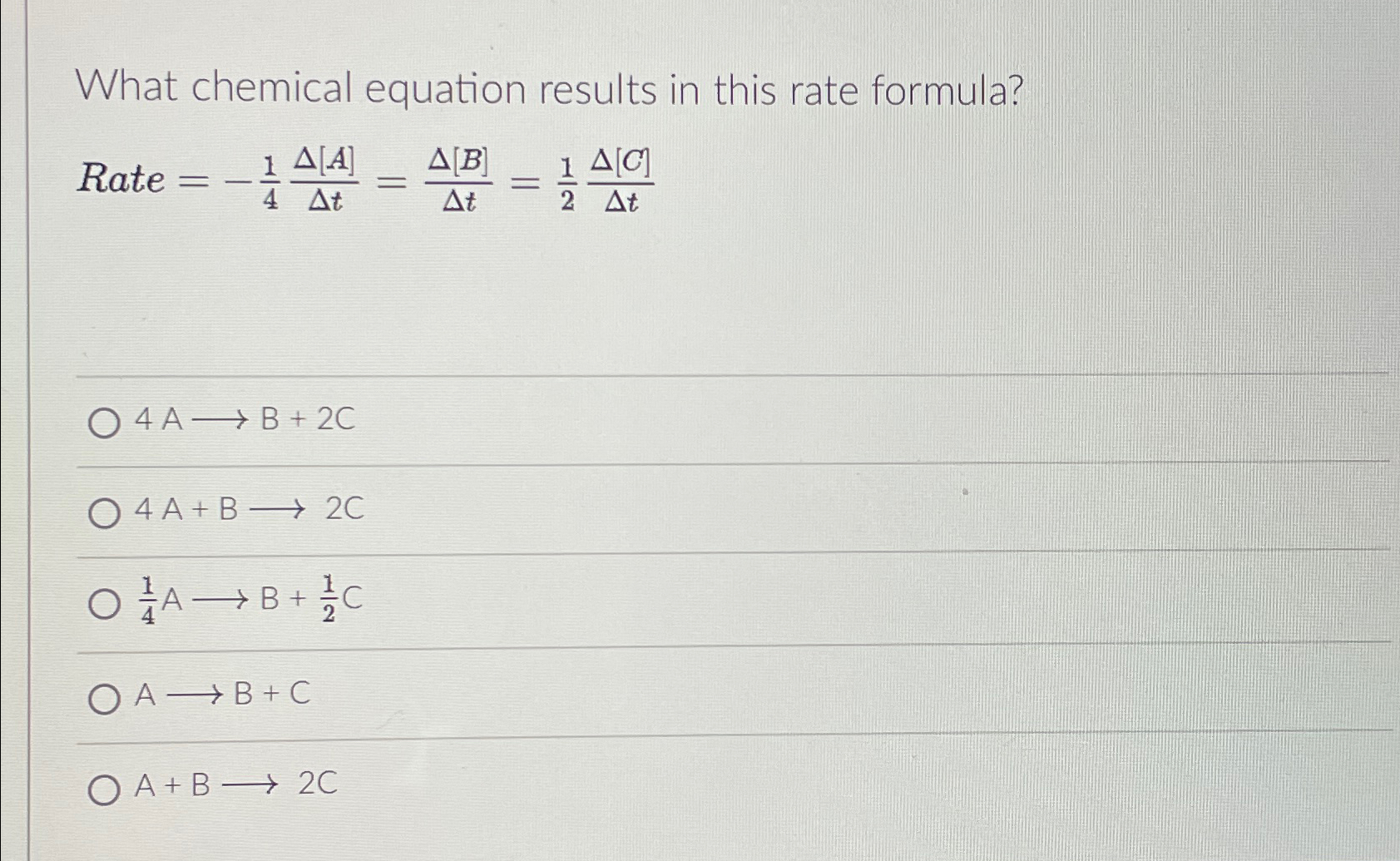 Solved What chemical equation results in this rate | Chegg.com