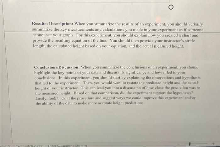 Solved Experiment 2: Using stride length data to predict | Chegg.com