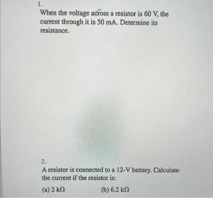 Solved When The Voltage Across A Resistor Is 60 V The