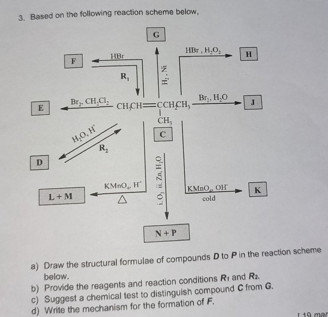 Solved 3. Based on the following reaction scheme below, a) | Chegg.com