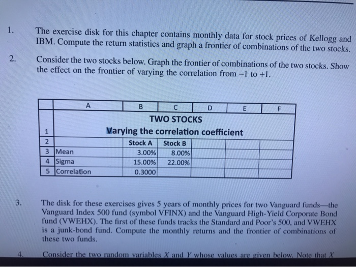 TWO STOCKS Varying the correlation coefficient Stock | Chegg.com