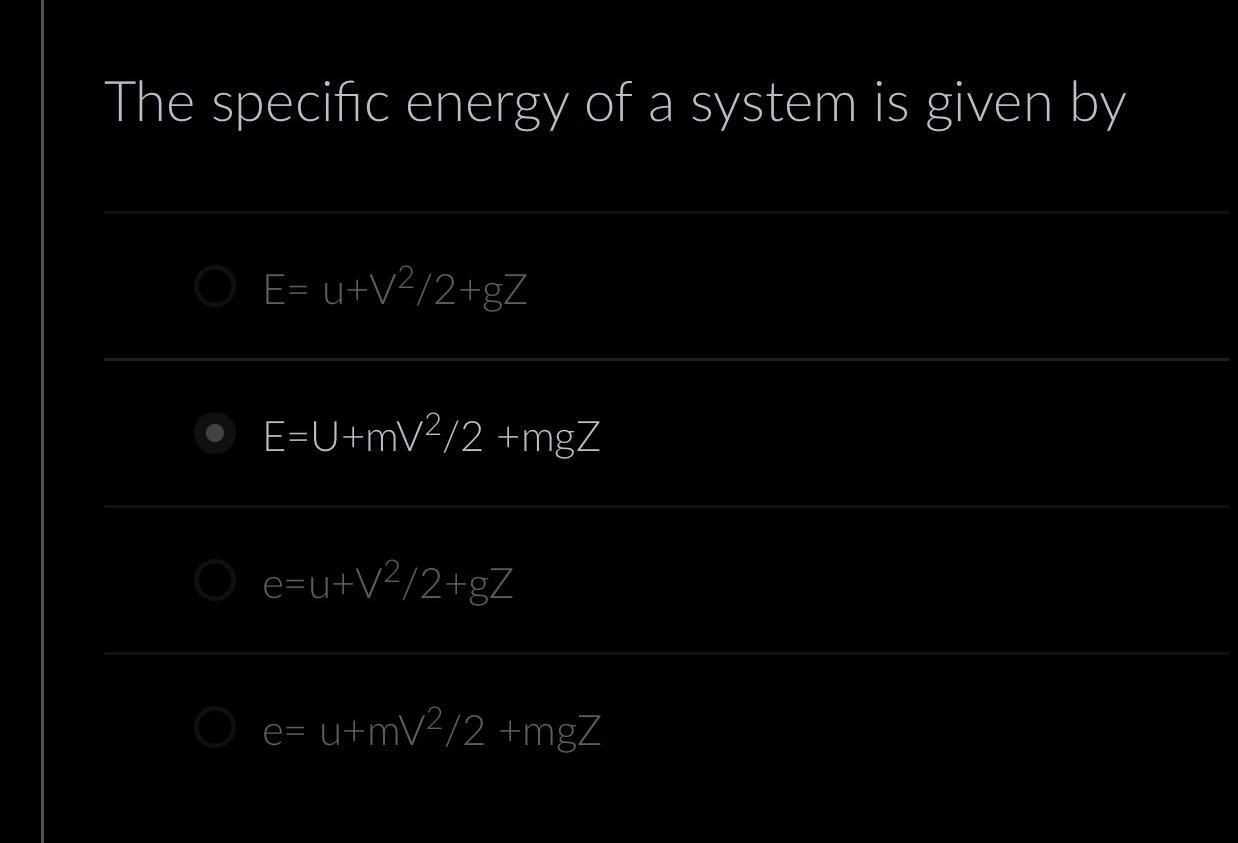 Solved The specific energy of a system is given by | Chegg.com