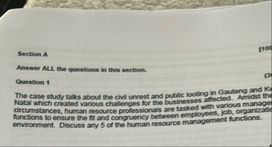 Solved Section AAnswer ALL the questions in this | Chegg.com