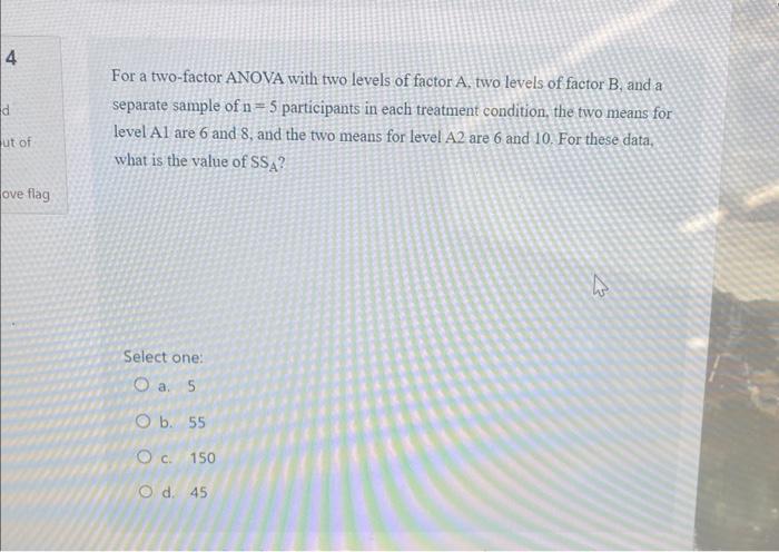 Solved For a two-factor ANOVA with two levels of factor A, | Chegg.com