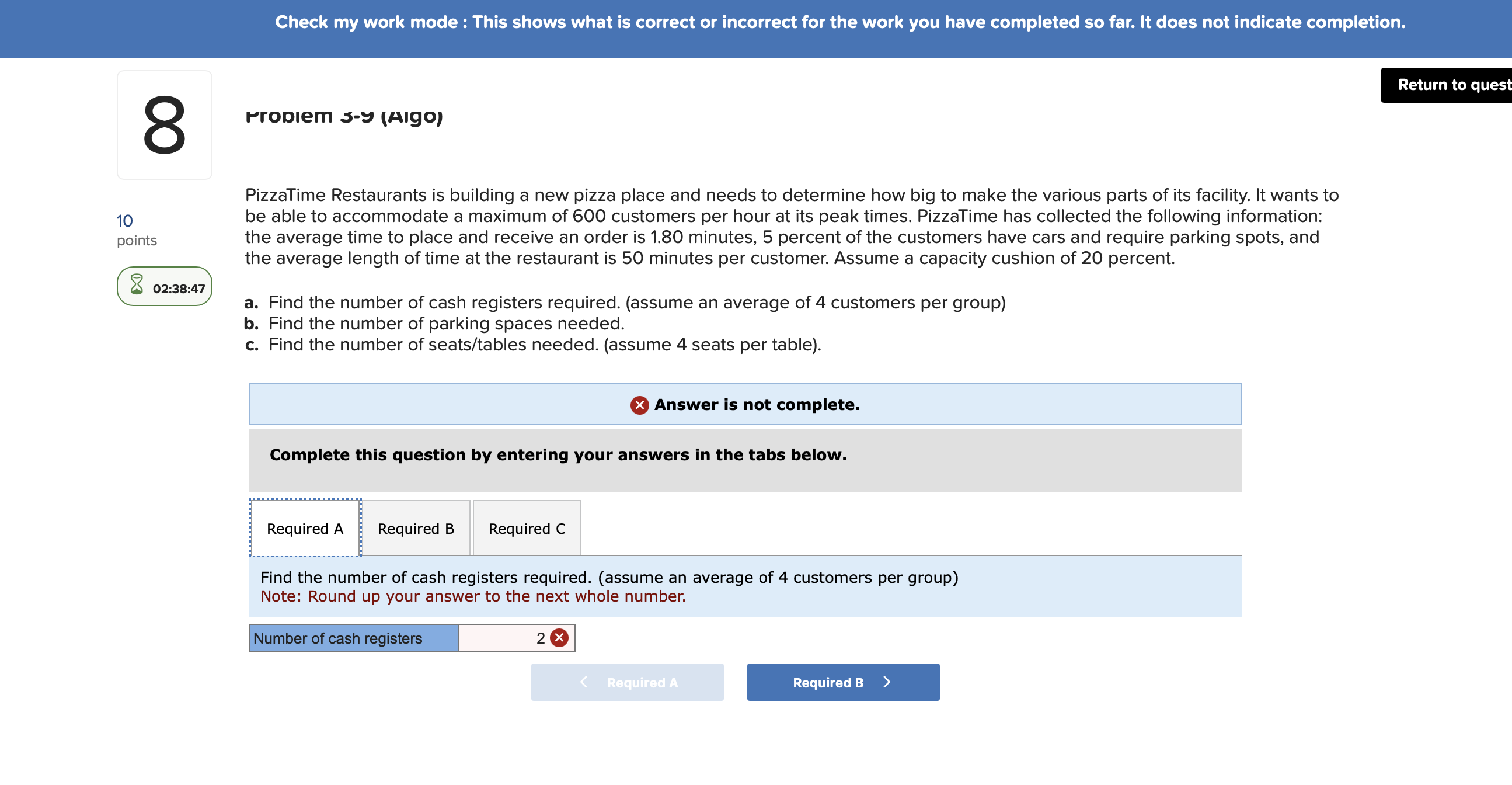 Solved PizzaTime Restaurants is building a new pizza place | Chegg.com
