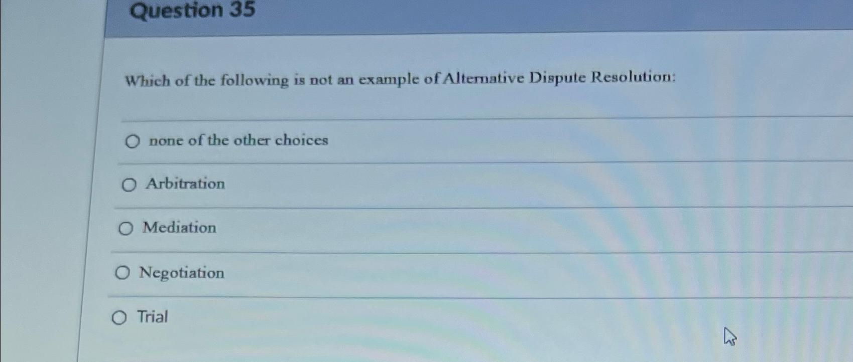 Solved Question 35Which of the following is not an example | Chegg.com
