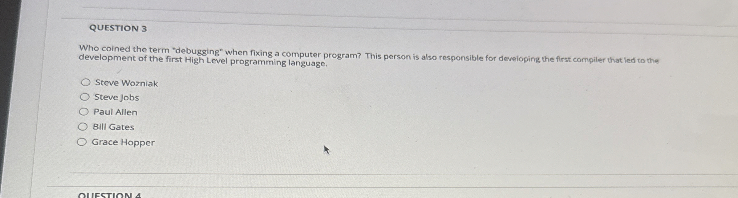 Solved QUESTION 3Who coined the term "debugging" when fixing | Chegg.com