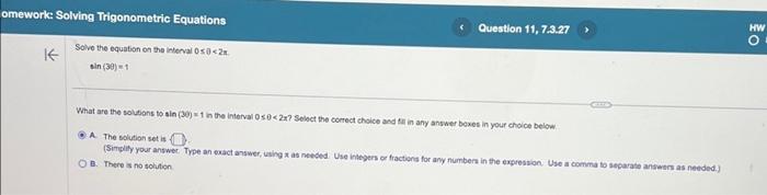 Solved omework: Solving Trigonometric Equations K Solve the | Chegg.com