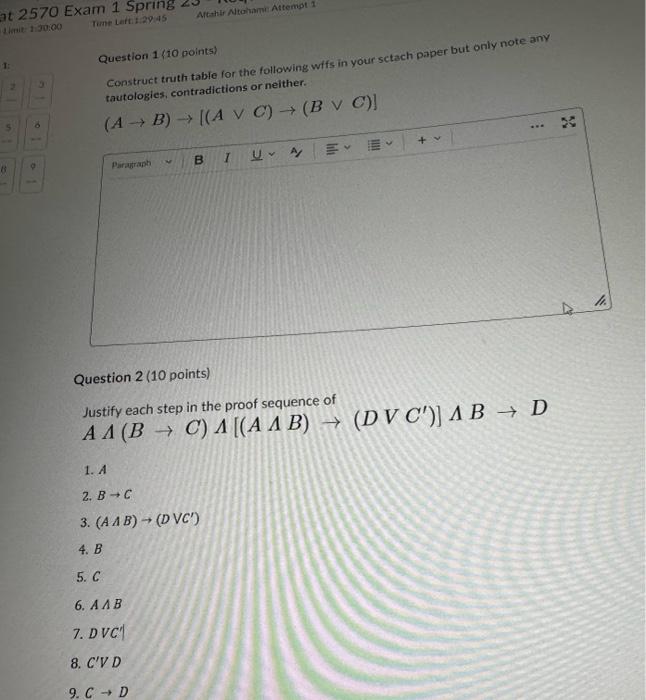 Solved Question 1 {10 Points } Construct Truth Table For