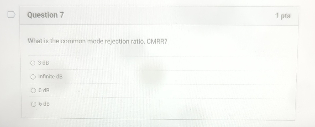 Question 71 ﻿ptsWhat is the common mode rejection | Chegg.com