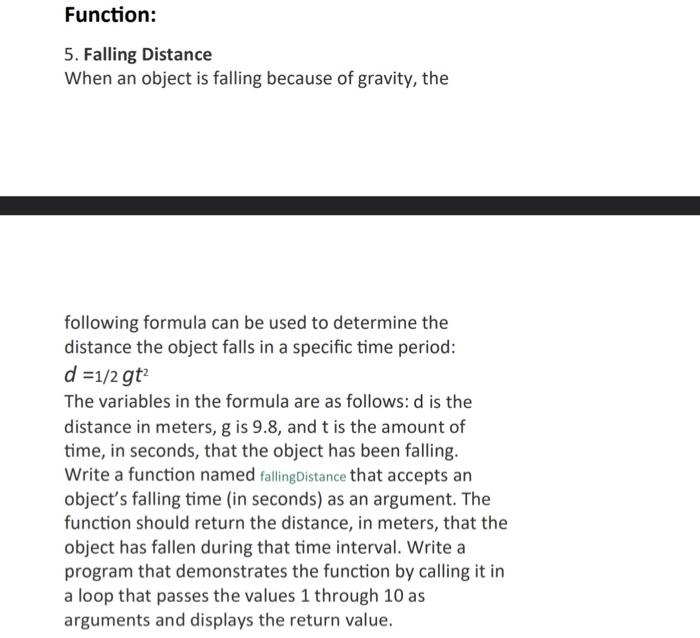 Solved 5. Falling Distance When an object is falling because | Chegg.com