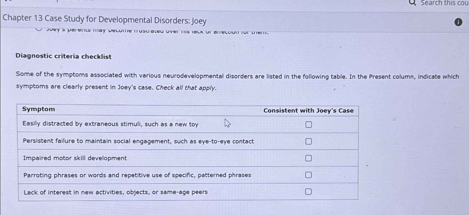 Solved Chapter 13 ﻿Case Study for Developmental Disorders: | Chegg.com