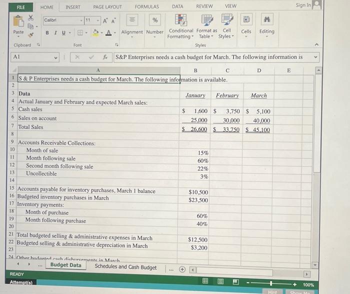 S8P Enterprises has provided data from the first | Chegg.com