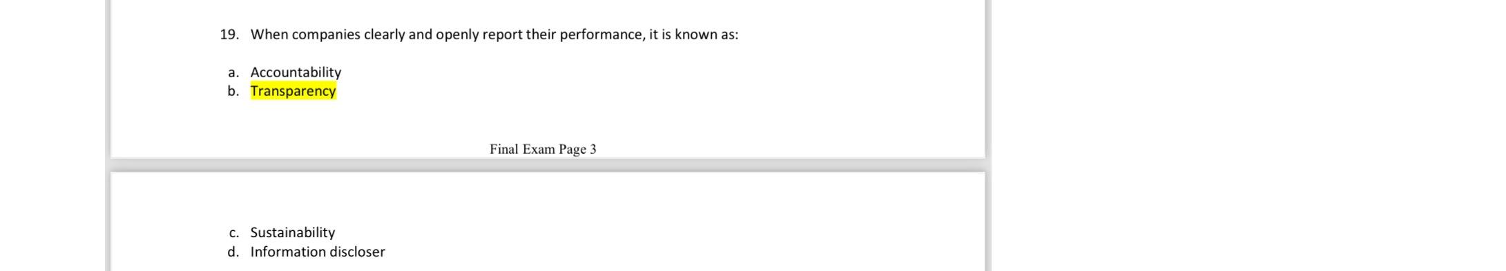 Solved When companies clearly and openly report their | Chegg.com