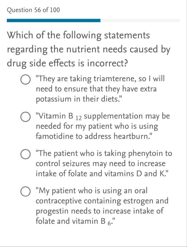Solved Question 56 ﻿of 100Which of the following statements | Chegg.com