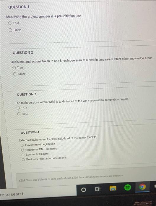 Solved QUESTION 1 Identifying the project sponsor is a | Chegg.com