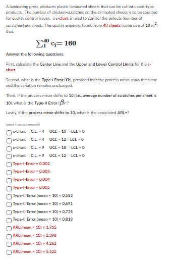 Solved A brminating press produces plastic laminated sheets | Chegg.com