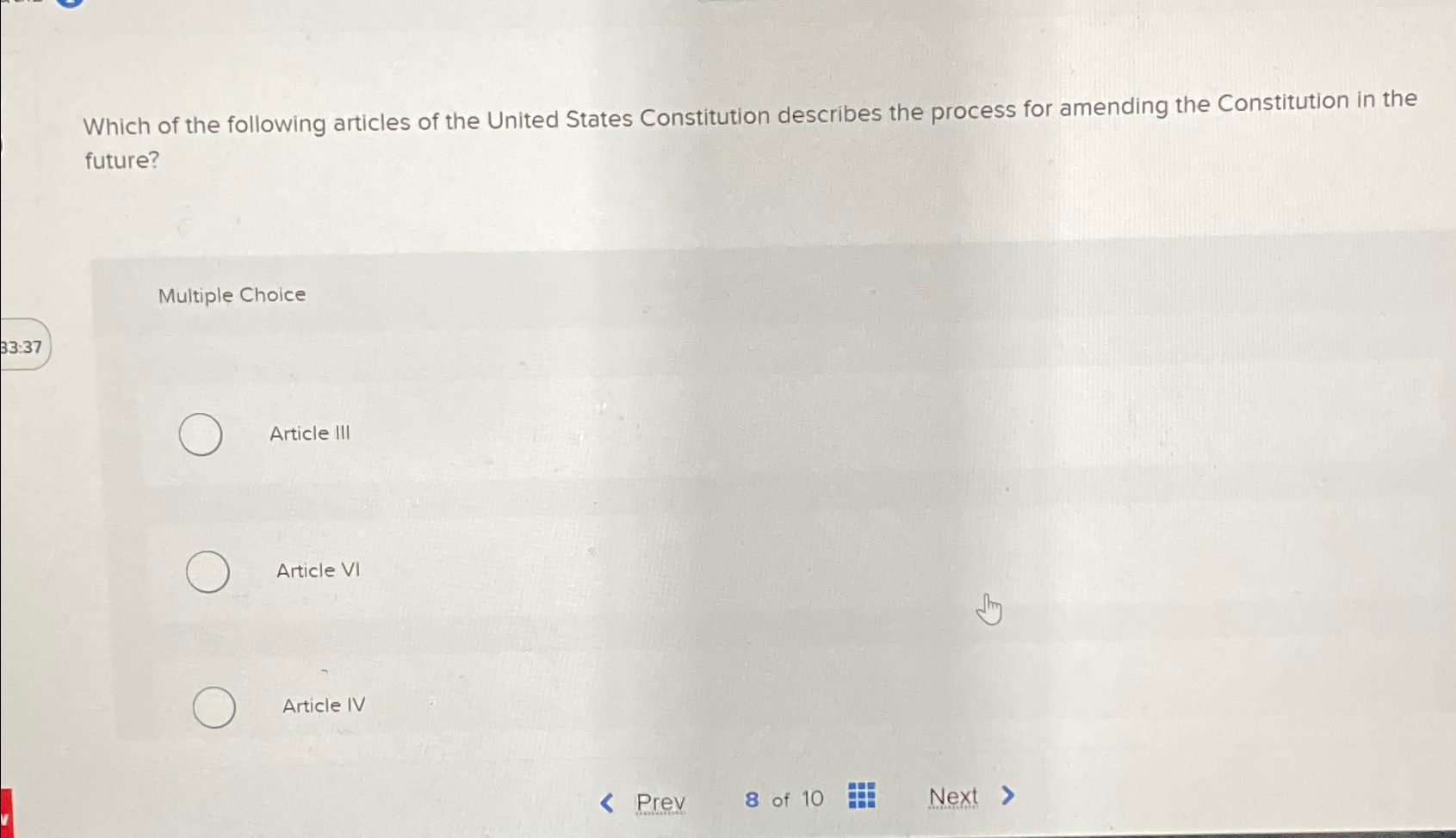 Solved Which of the following articles of the United States | Chegg.com
