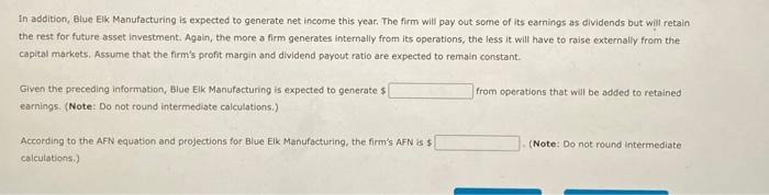 Solved 1. The Additional Funds Needed (AFN) equation Blue | Chegg.com