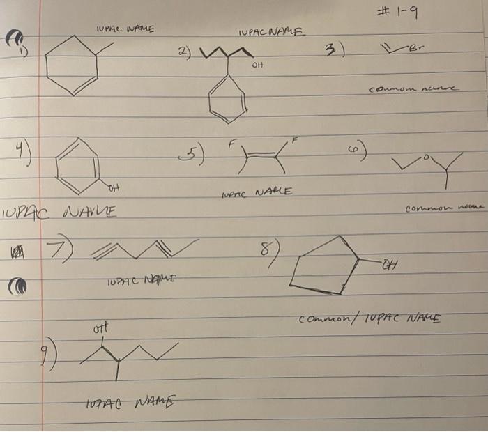 Solved \#1-9 IUPAC WATE IUPACNAME 2) 3) ⊥Br i) coumom narre | Chegg.com Solved \#1-9 IUPAC WATE IUPACNAME 2) 3) ⊥Br i) coumom narre | Chegg.com