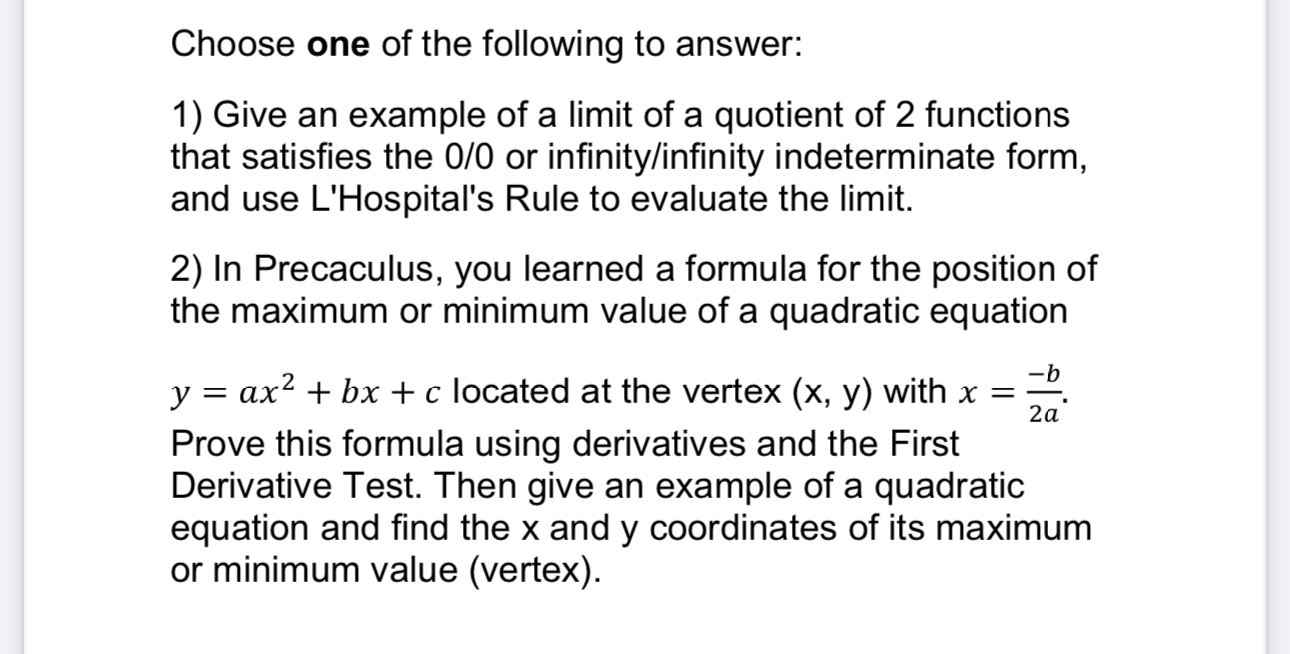 Solved Choose one of the following to answer:Give an example | Chegg.com