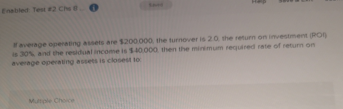 Solved If average operating assets are $200,000, ﻿the | Chegg.com