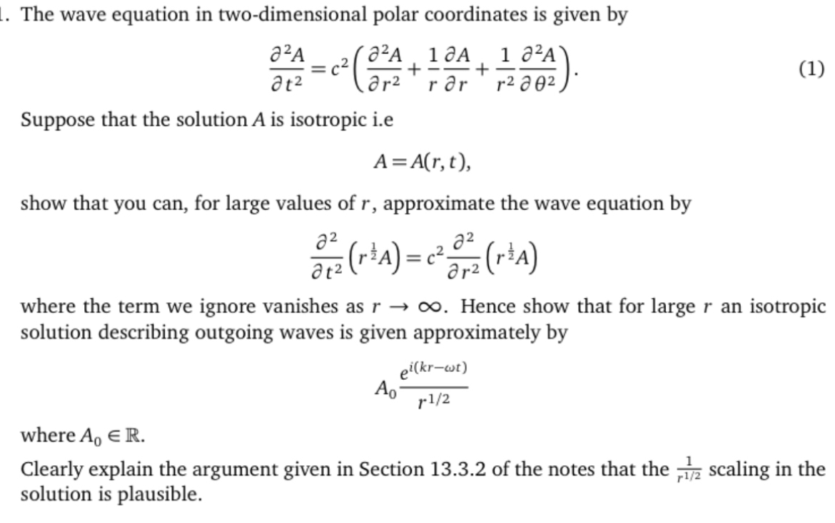 Solved The wave equation in two-dimensional polar | Chegg.com