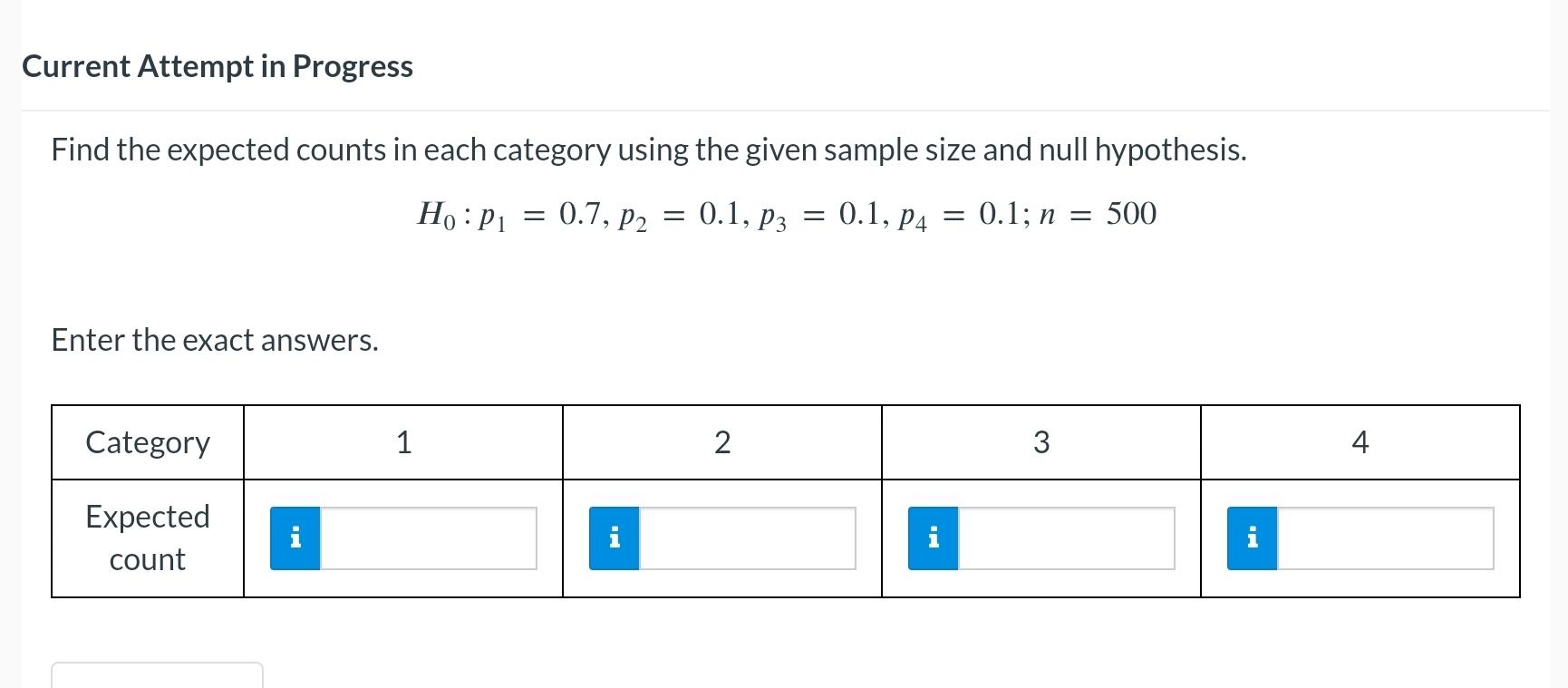 Solved Current Attempt in ProgressFind the expected counts | Chegg.com