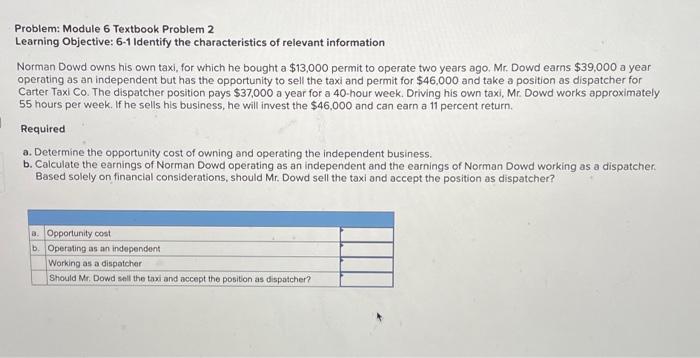 Solved Problem: Module 6 Textbook Problem 2 Learning | Chegg.com