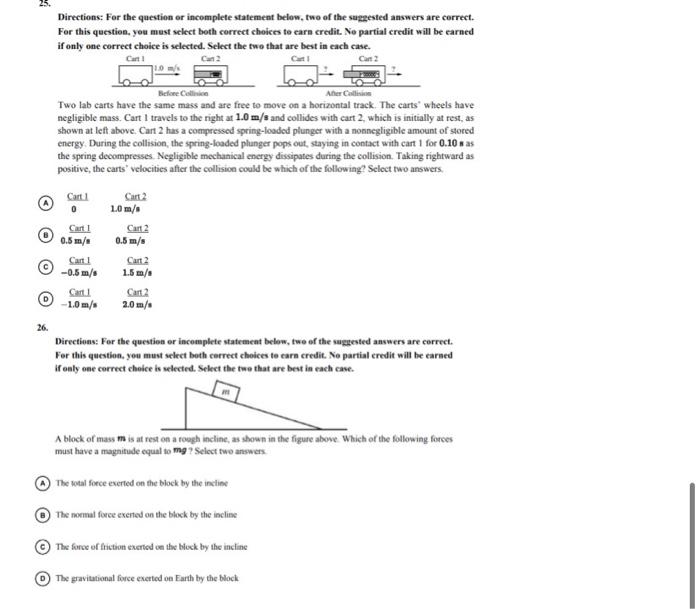 Solved Directions: For the question or incomplete statement | Chegg.com