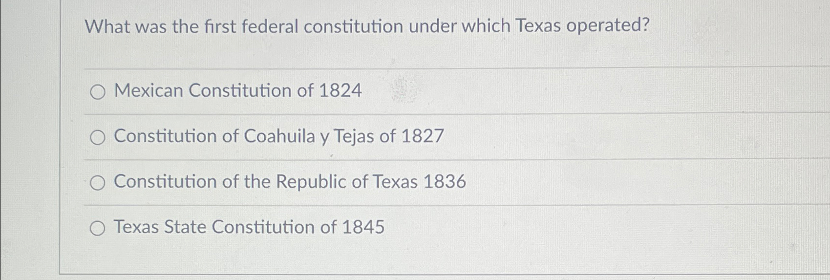 Solved What was the first federal constitution under which | Chegg.com