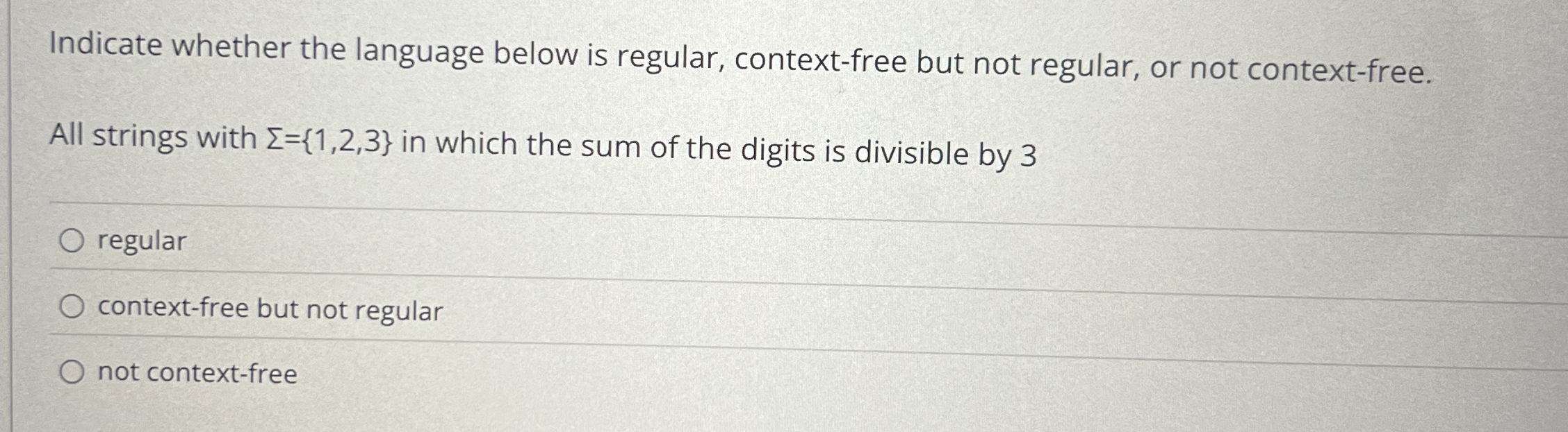 Solved Indicate whether the language below is regular, | Chegg.com