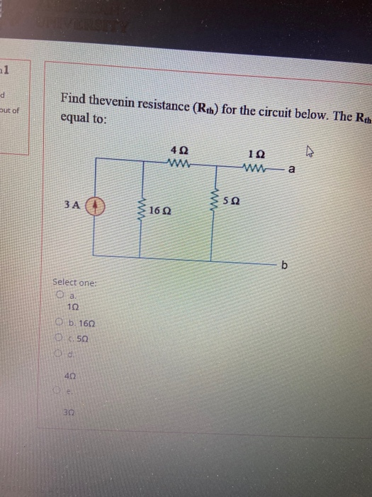 Solved Find thevenin resistance (Rth) for the circuit below. | Chegg.com