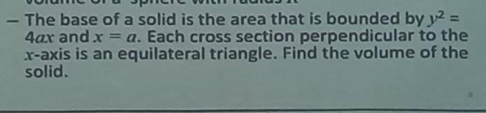 Solved The base of a solid is the area that is bounded by y | Chegg.com