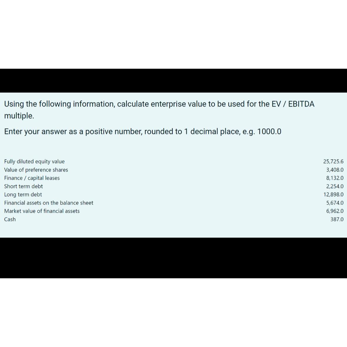 Solved Using the following information, calculate enterprise | Chegg.com