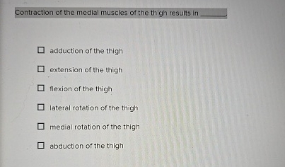 Solved Contraction of the medial muscles of the thigh | Chegg.com