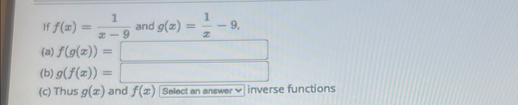 Solved If f(x)=1x-9 ﻿and | Chegg.com