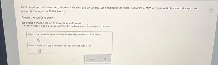 Solved Trey is a software salesman. Let y represent his | Chegg.com