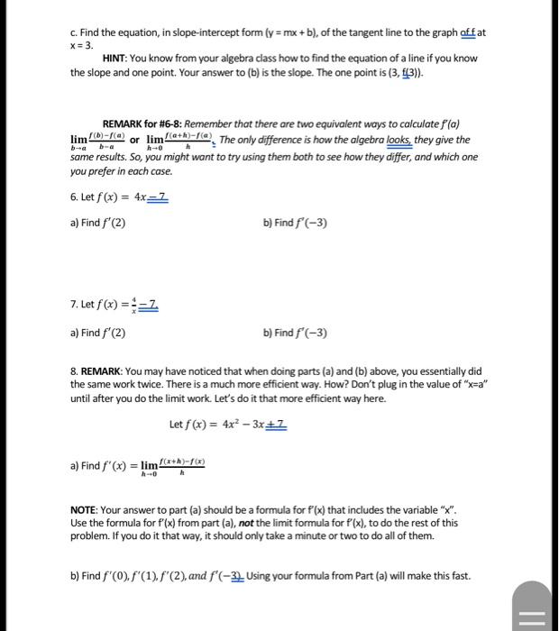 Solved c. Find the equation, in slope-intercept form | Chegg.com