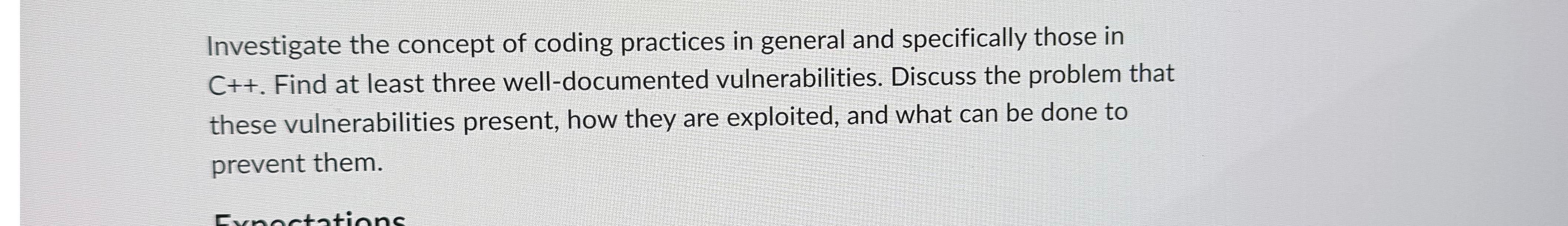 Solved Investigate the concept of coding practices in | Chegg.com