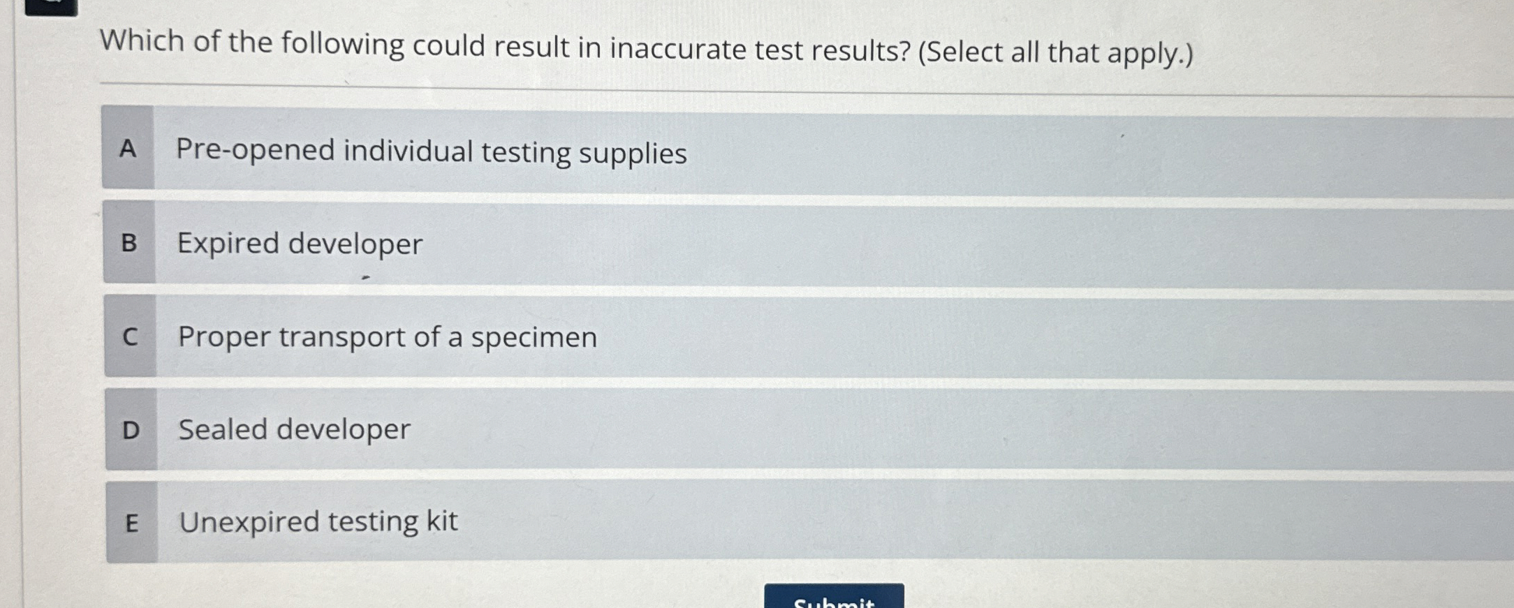 Solved Which of the following could result in inaccurate | Chegg.com