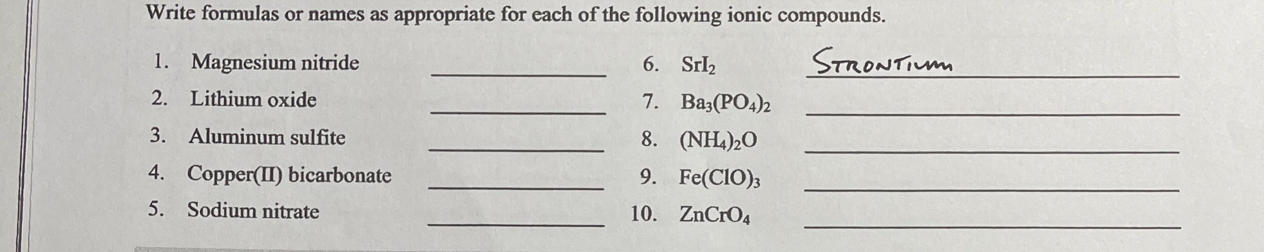 Solved Write formulas or names as appropriate for each of | Chegg.com