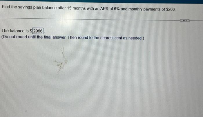 Solved Find the savings plan balance after 15 months with an | Chegg.com