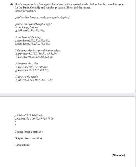 Solved 4) Here's an example of an applet that a lamp with a | Chegg.com