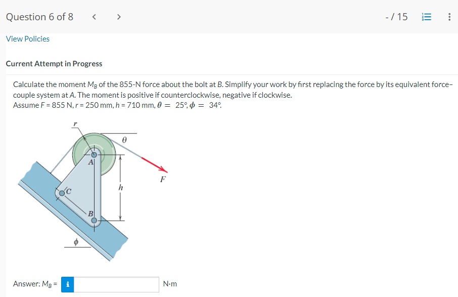 Solved Current Attempt in ProgressCalculate the moment MB | Chegg.com