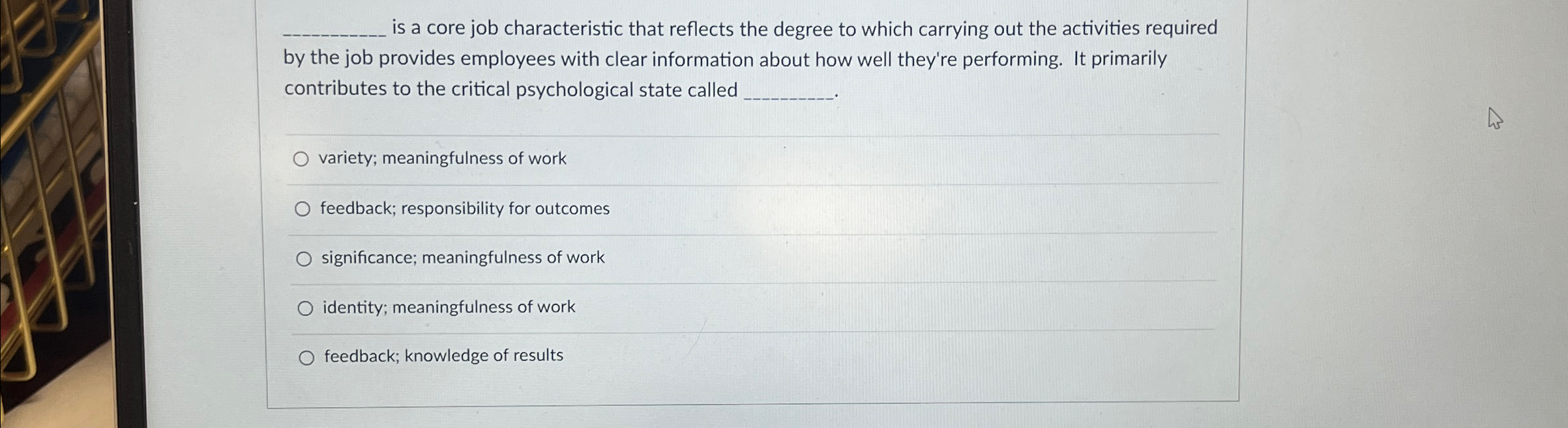 Solved q, ﻿is a core job characteristic that reflects the | Chegg.com