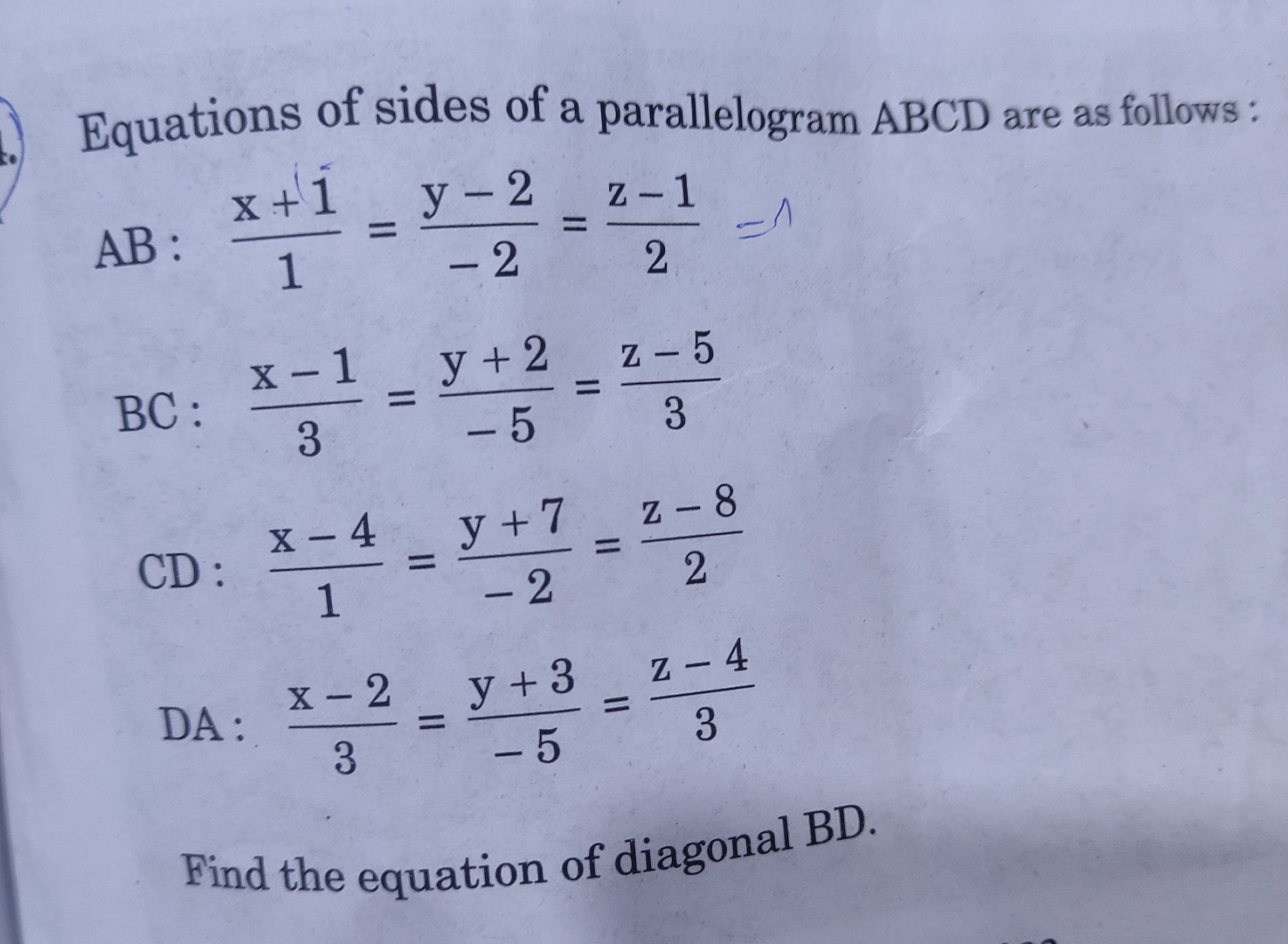 Solved Equations of sides of a parallelogram ABCD are as | Chegg.com