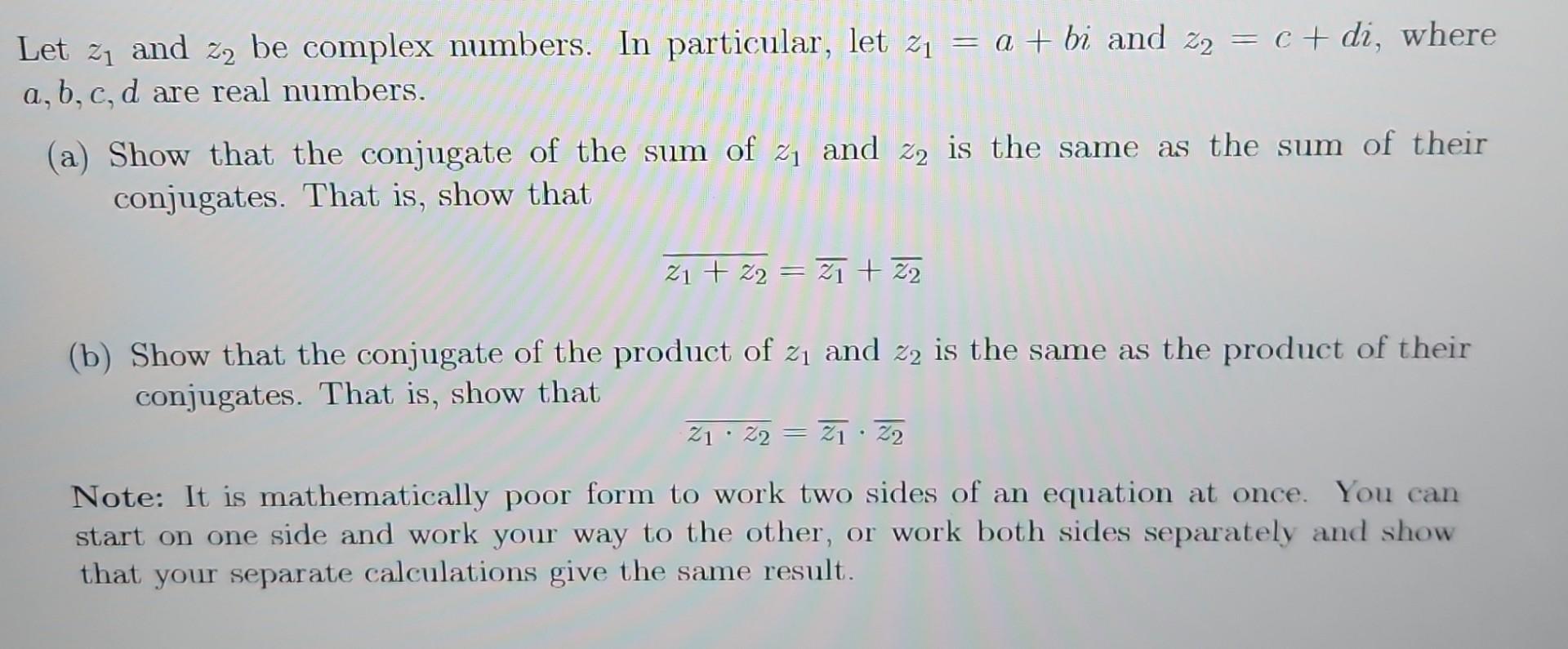Solved Let z1 and z2 be complex numbers. In particular, let | Chegg.com Solved Let z1 and z2 be complex numbers. In particular, let | Chegg.com