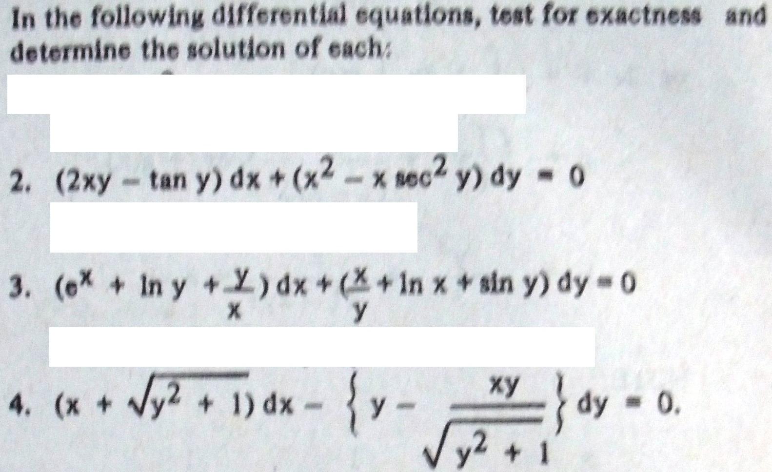 Solved In the following differential equations, test for | Chegg.com